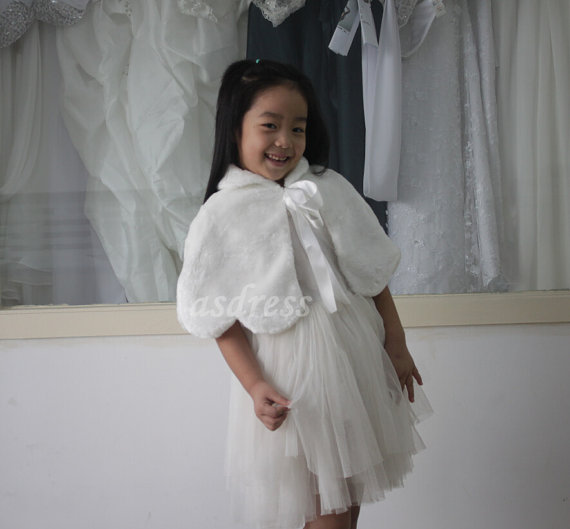 Flower Girls Faux Fur Cape Let White Ivory,off White,cream Little Girl ...