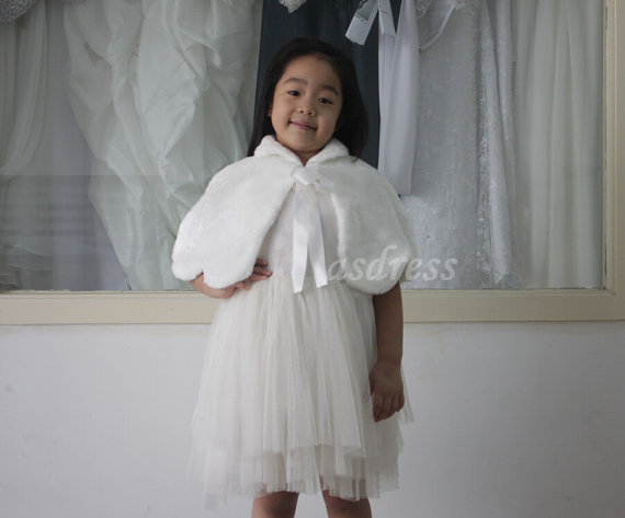 Flower Girls Faux Fur Cape Let White Ivory,off White,cream Little Girl ...