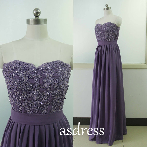 Light Purple Lace Bridesmaid Dress, Long Mother Of The Bridal Dress ...