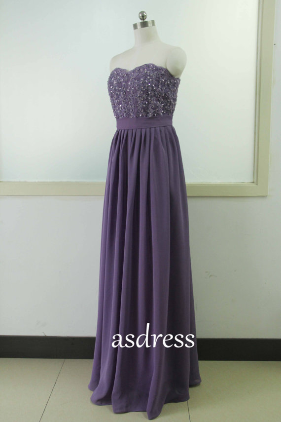 Light Purple Lace Bridesmaid Dress, Long Mother Of The Bridal Dress ...