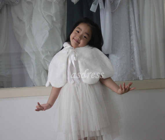 Flower Girls Faux Fur Cape Let White Ivory,off White,cream Little Girl ...